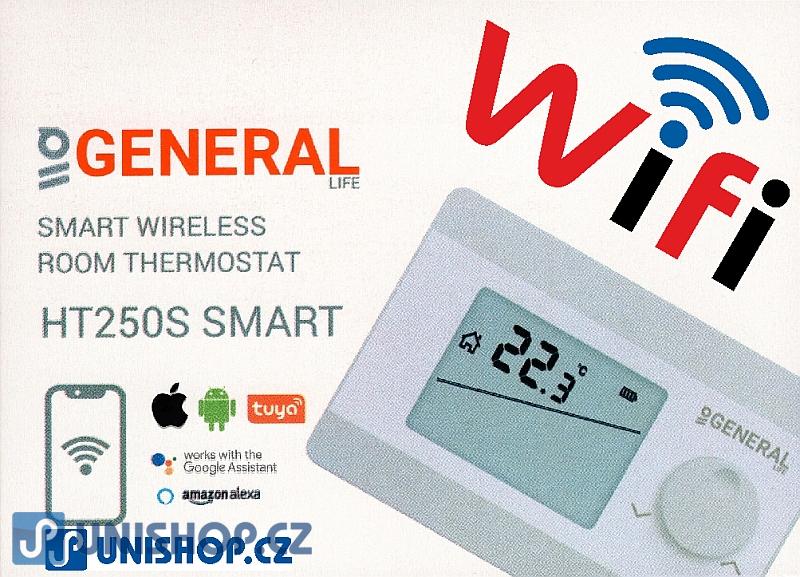 ViFi jednoduchý bezdrátový termostat General HT250S SMART s kolečkem ...